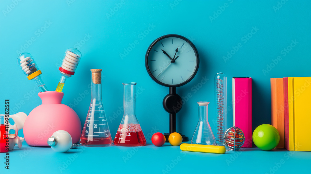 School science vector icon with magnet and dna object set. Biology ...