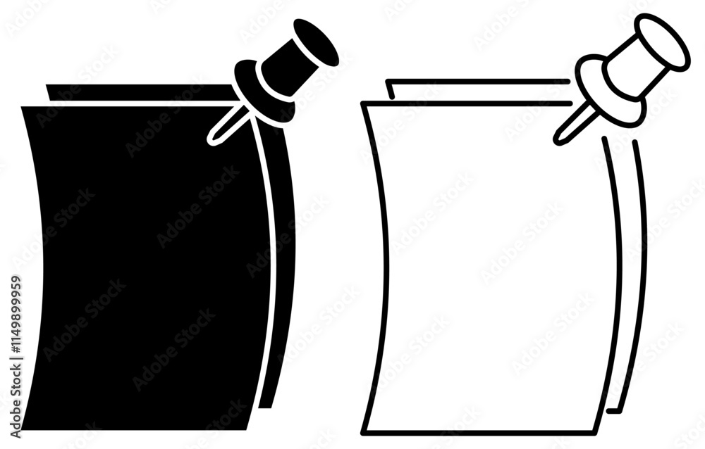 note pin icon, simple flat style, illustration, logo sign symbol ...