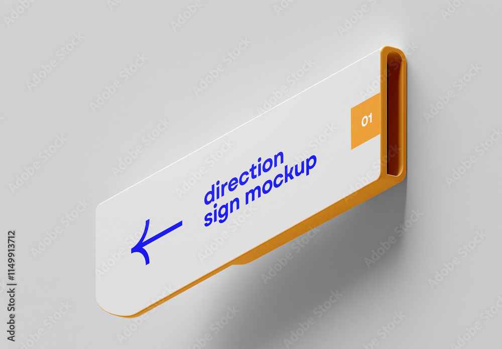 Floating Directional Sign Mockup with Shadow — Elegant 3D Indicator ...