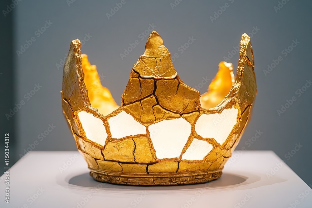 Photo & Art Print A haunting scene of a cursed golden crown, cracked ...