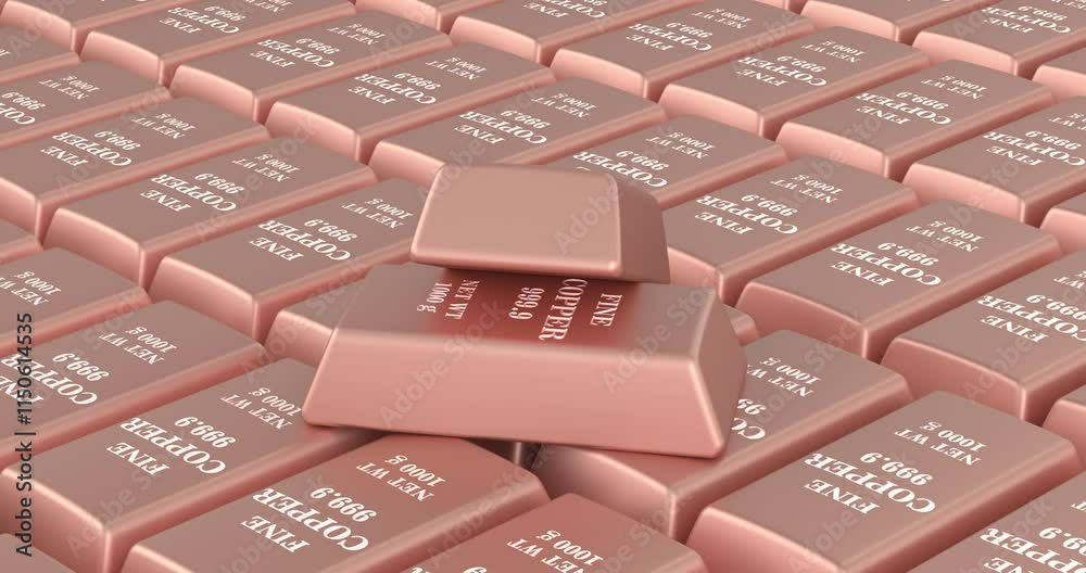 Copper Bars background, rotation animation, seamlessly loopable. 3D ...