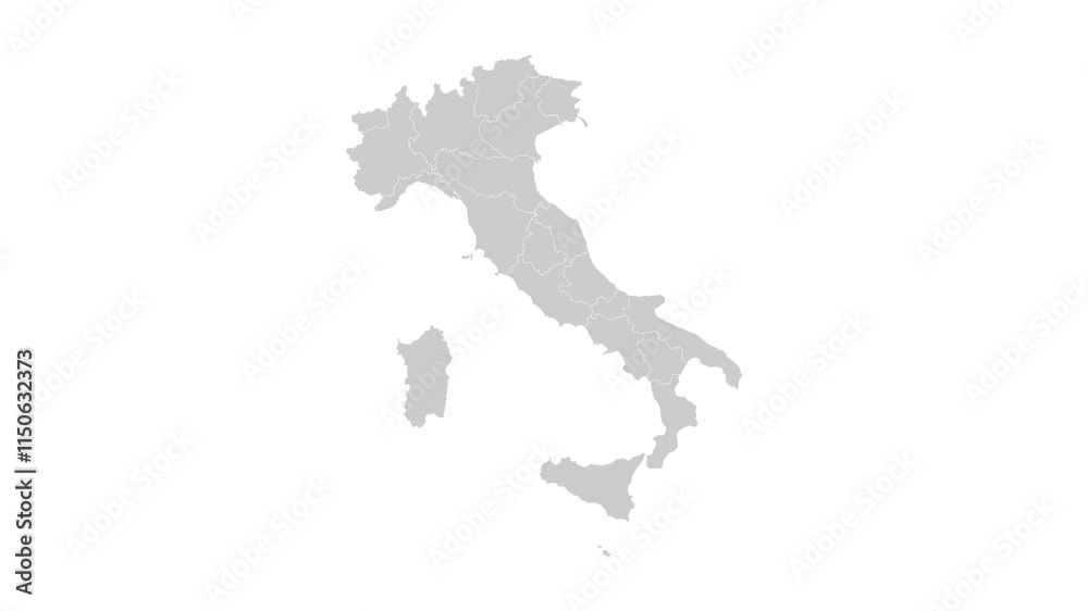 Italy map animation. Animation of connecting all region country into a ...