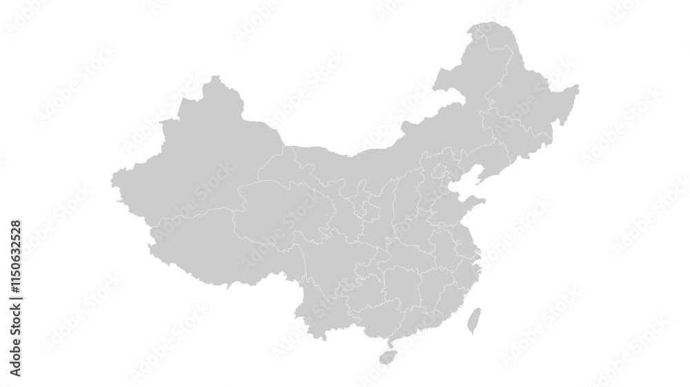 China map animation. Animation of connecting all region country into a ...