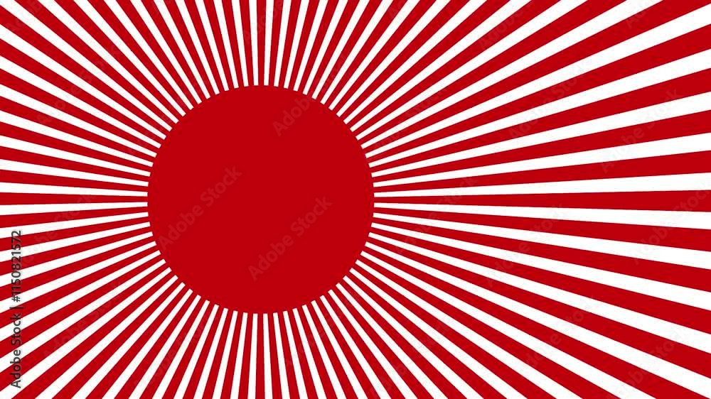 red nippon flag animation. Japanese Naval flag motion on white screen ...