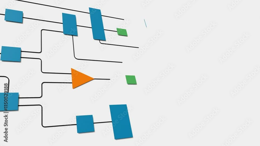Business flow chart, organigram. Connected lines,and geometric shapes ...