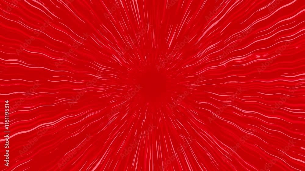 Red wavy radial lines moving forward at very high speed, 4k video ...