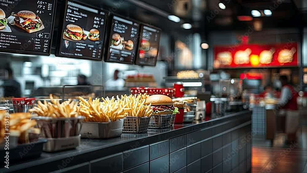 Fast Food Cravings: A tempting display of golden fries and juicy ...
