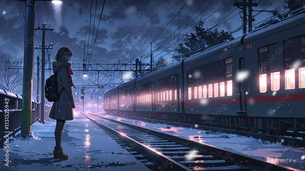 Lofi girl relaxing listening to music with outside in home on rainy ...