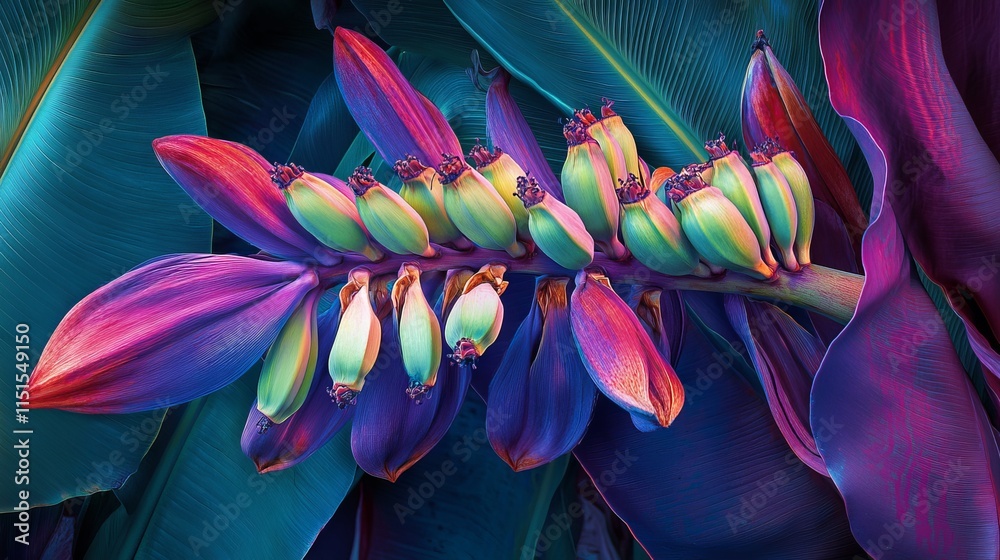 55.A high-quality color image of a banana tree flower displaying its ...