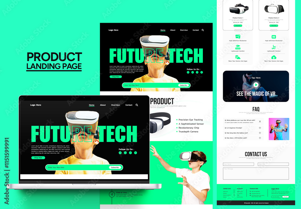 Ecommerce Landing Page Template Layout For Electronics Gadget Stock ...