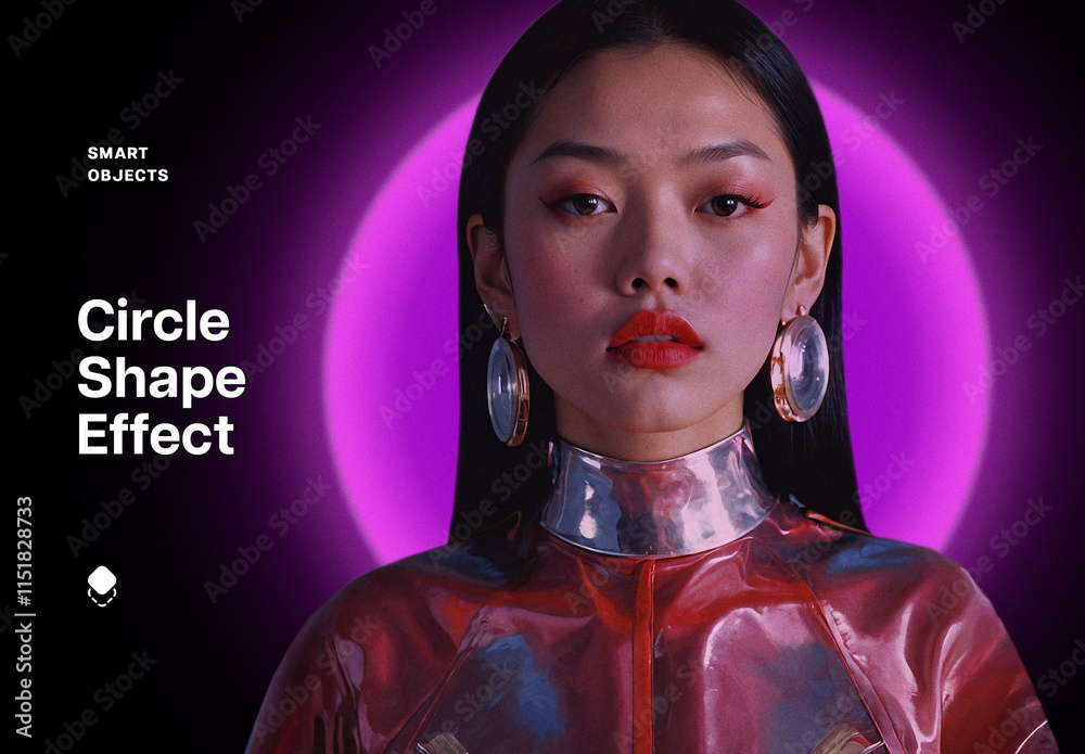 Circle Shape Photo Effect Mockup Stock Template | Adobe Stock