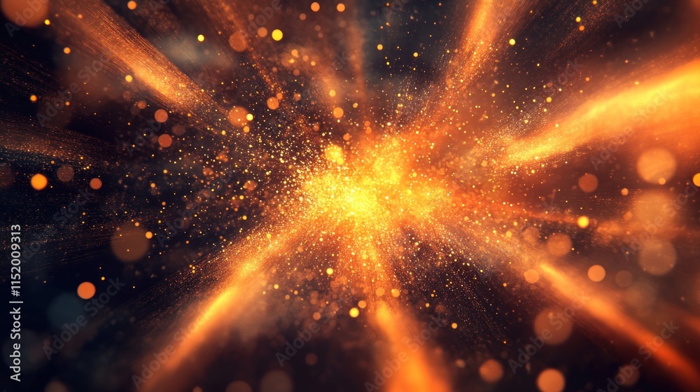 Golden Explosion of Light and Particles: A radiant burst of golden ...