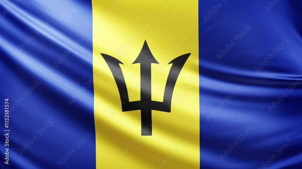 barbados flag video, close-up shot of symbol of barbados nation ...