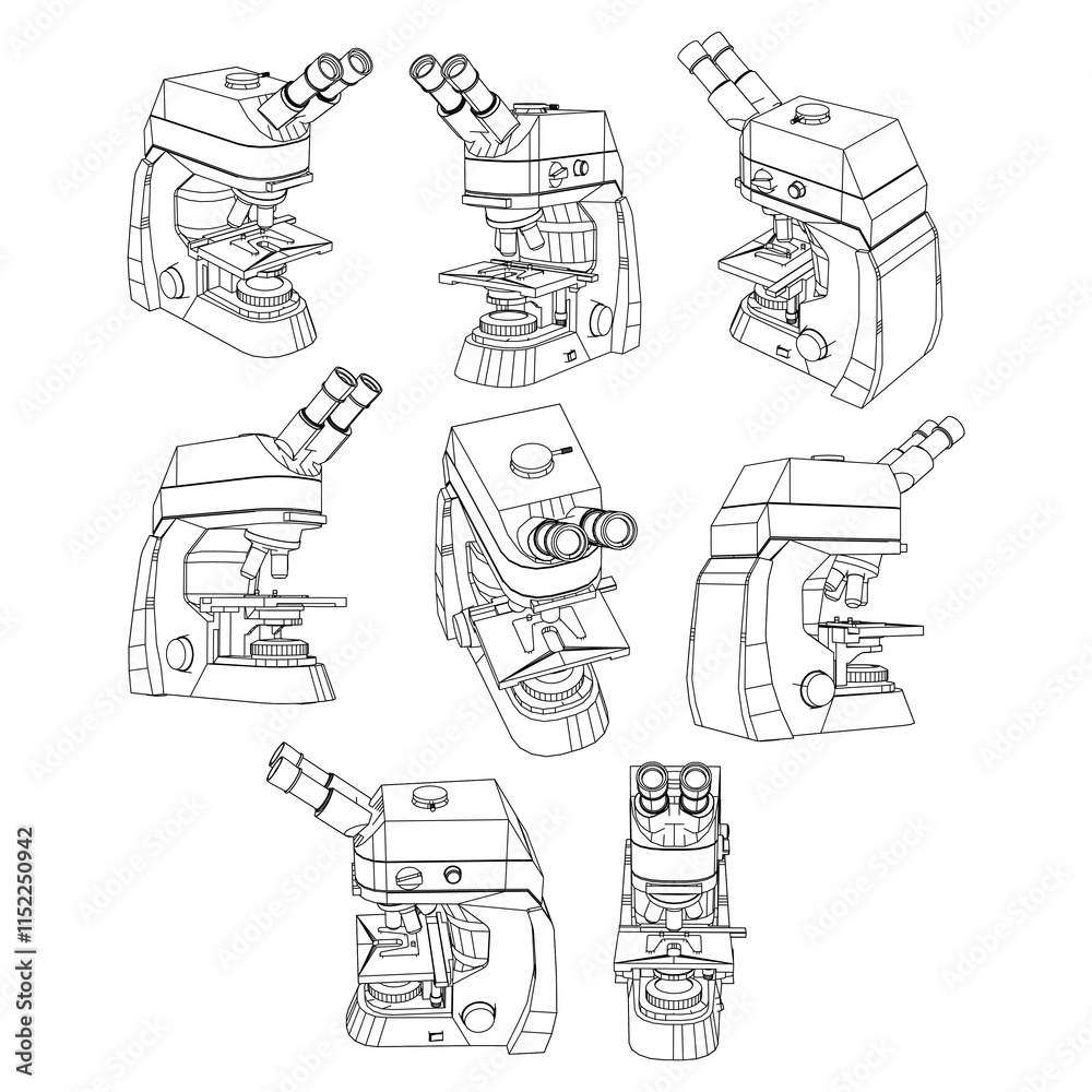 Continuous one line drawing of microscope. Simple illustration of ...