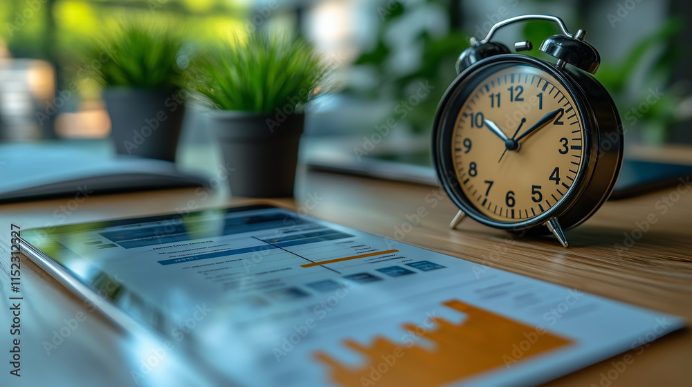 A digital clock and a checklist app open on a smartphone, symbolizing ...