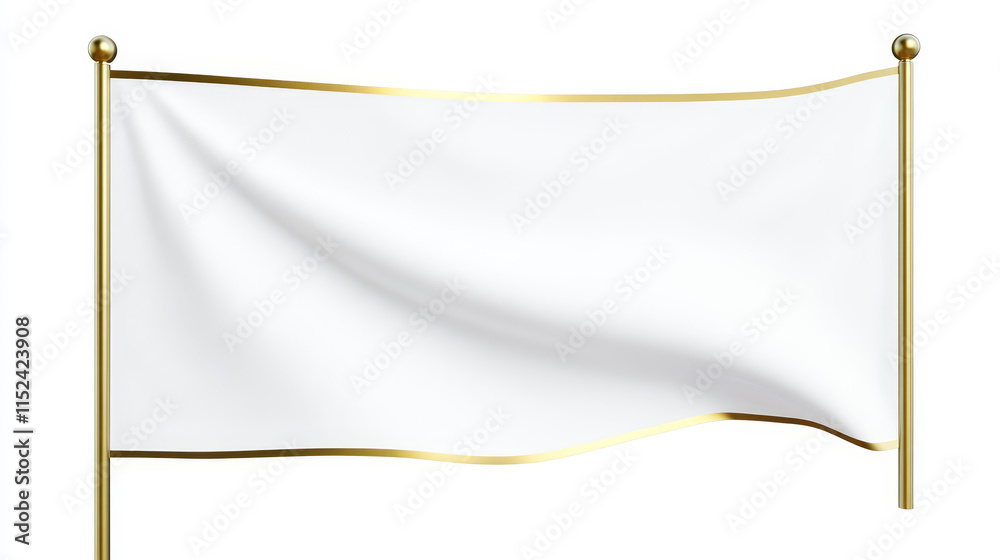 White horizontal pennant mockup, Empty medieval flag vector banner ...