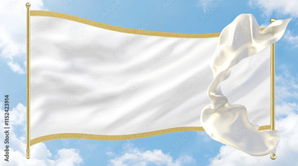 White horizontal pennant mockup, Empty medieval flag vector banner ...