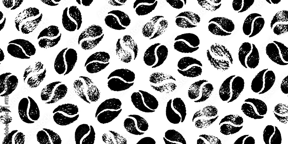 Coffee pattern. Bean background. Vector texture, cafe grain seamless ...