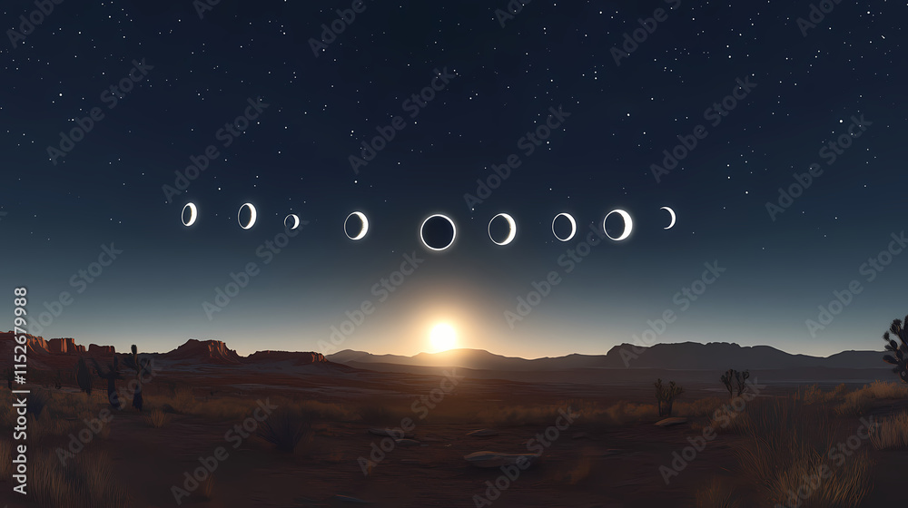 Solar eclipse panoramic view of the sky while the moon blocks the sun ...