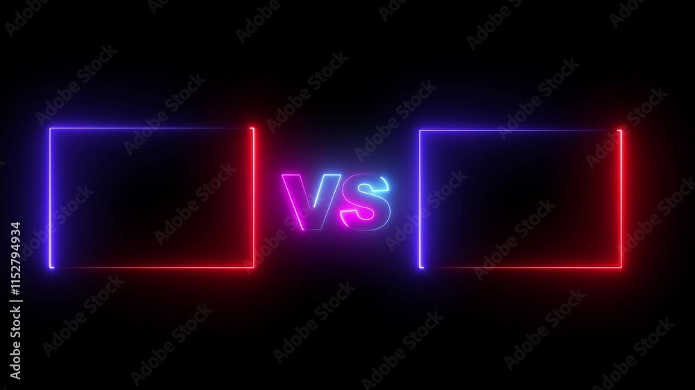 Neon glowing VS frames light blue color. Neon banner Announcement of ...