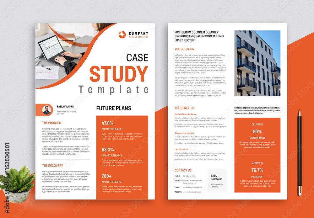 Clean Case Study Template Layout Stock Template | Adobe Stock
