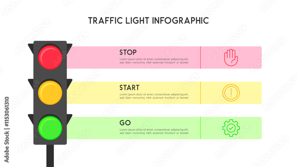 Poster Traffic Light Infographic with Highlighted Color Bars – Wall Art ...