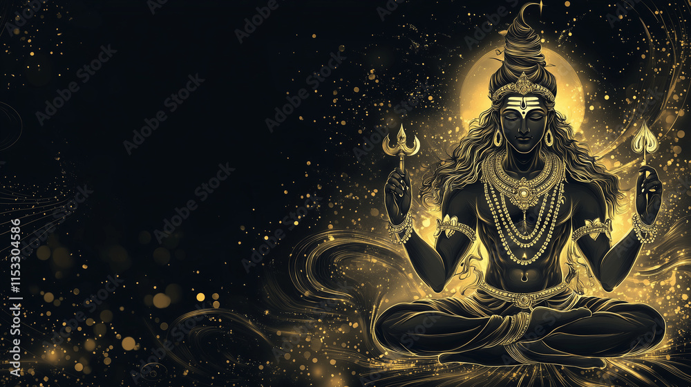 Maha Shivaratri banner with black to gold color gradient, featuring the ...