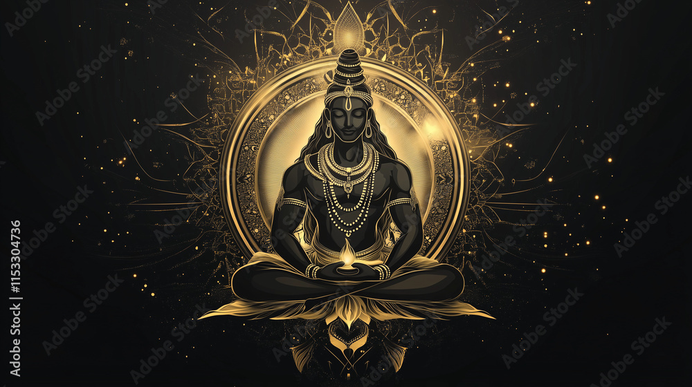 Maha Shivaratri banner with black to gold color gradient, featuring the ...