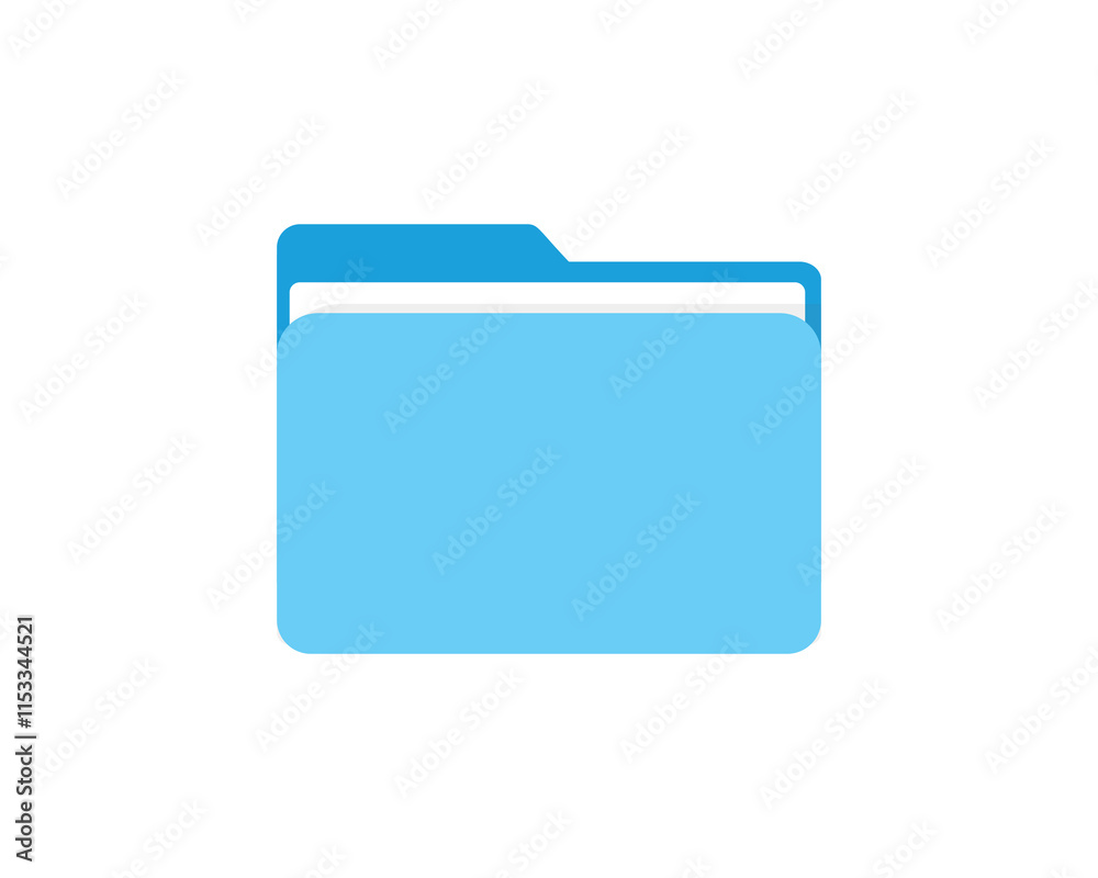 3d blue folder icon. File folder icon. Document binder data archive ...