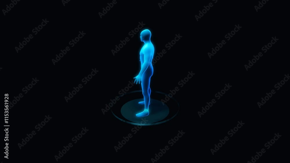 man, male body scanning concept wireframe. Futuristic scan, hologram ...