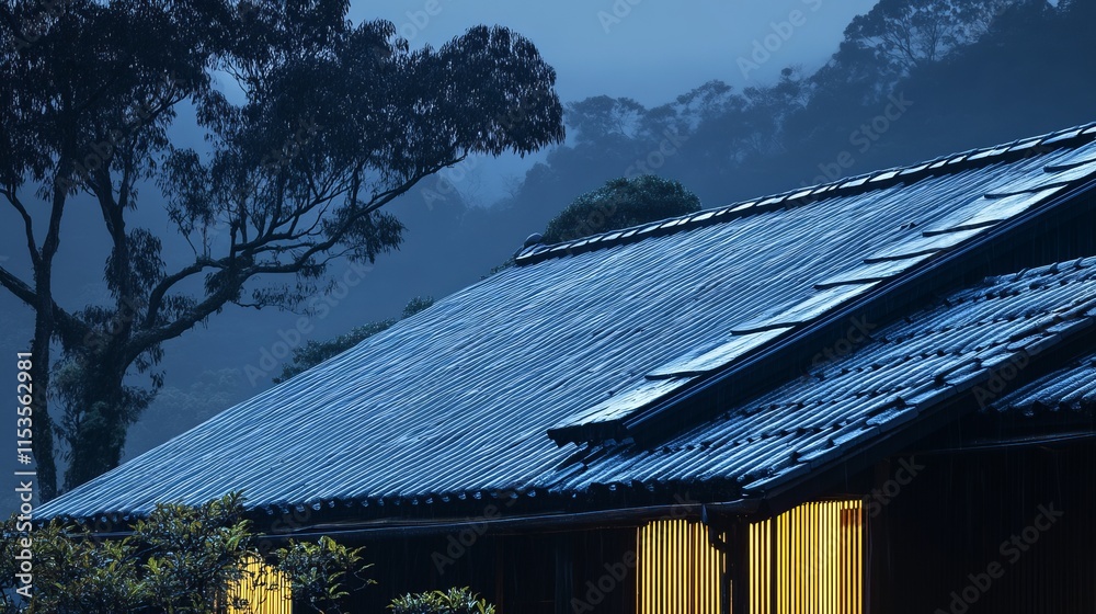 Photo & Art Print Serene Nightfall at a Traditional Japanese House with ...