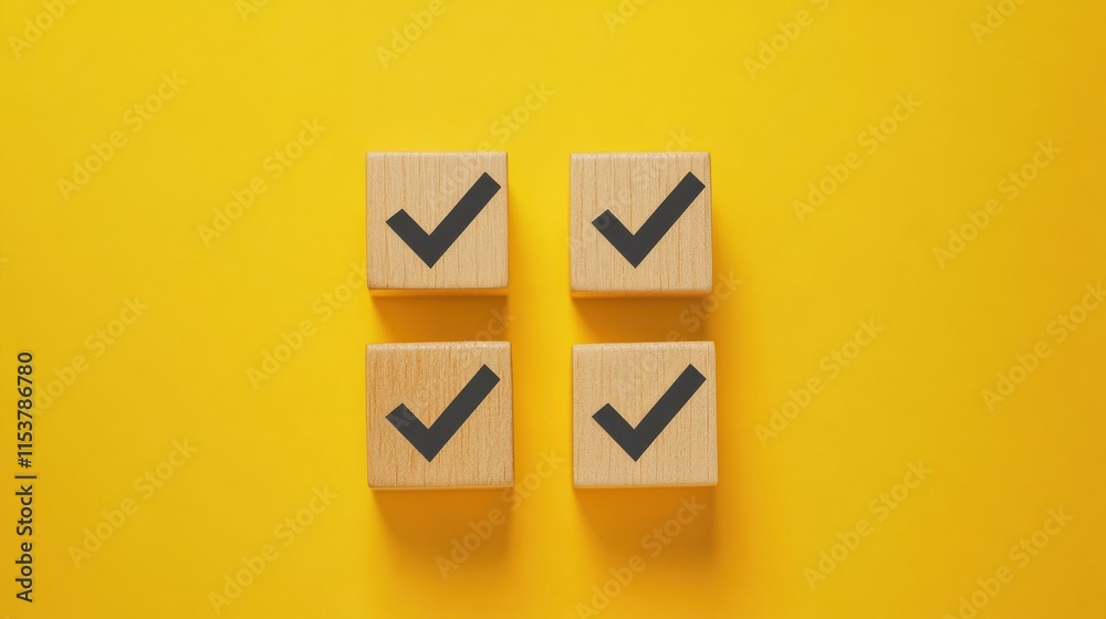 Task completion process with consecutive check mark symbols, stepwise ...