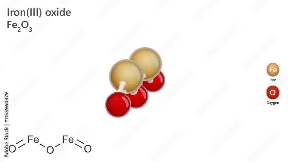 Ferric (III) Oxide. Animated 3D model of a molecule. Molecular formula ...