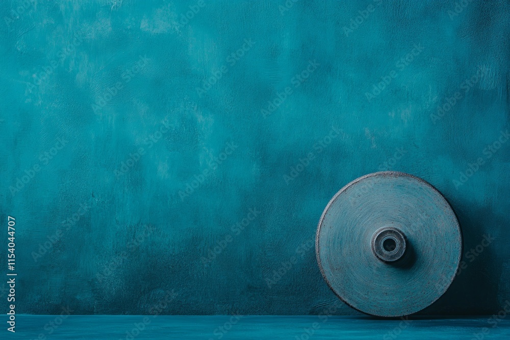 Grinding wheel isolated on a deep blue background worn texture sharp ...