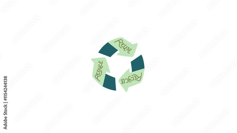 Recycle icon. Loopable animation with rotating arrows. Recycle icon on ...