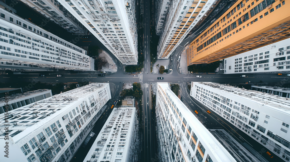 Top view of abstract modern city downtown looking as white ...
