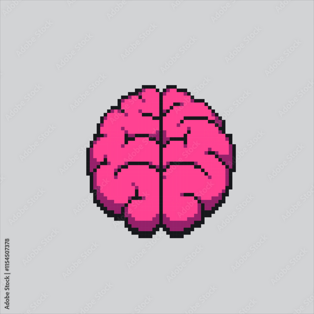 Pixel art illustration Brain. Pixelated Fireman Smart Mind. Smart Brain Mind icon pixelated for ...