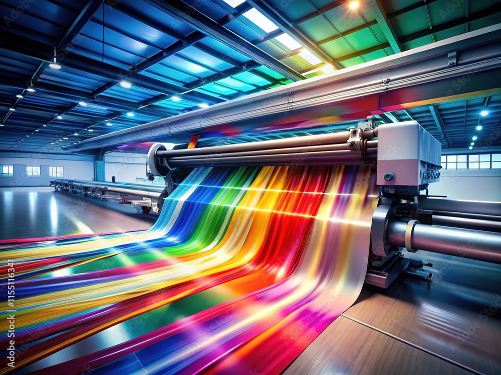 Large Format Printer Motion Blur, Colorful Ribbons, Industrial ...