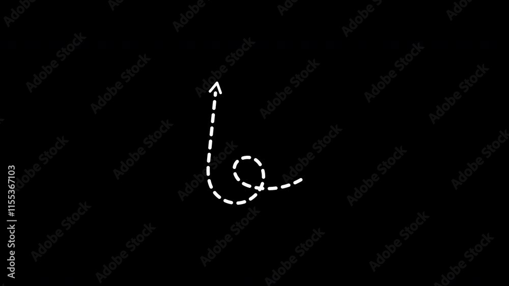 Up arrow direction with dotted line animation. white arrow on ...