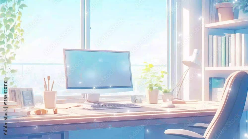 Vídeo do Stock: Minimalist workspace with serene natural light and a ...