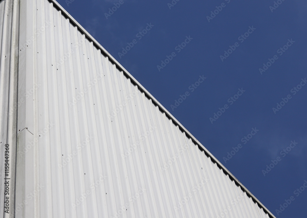 Poster Industrial factory building with aluminum metal texture on the ...