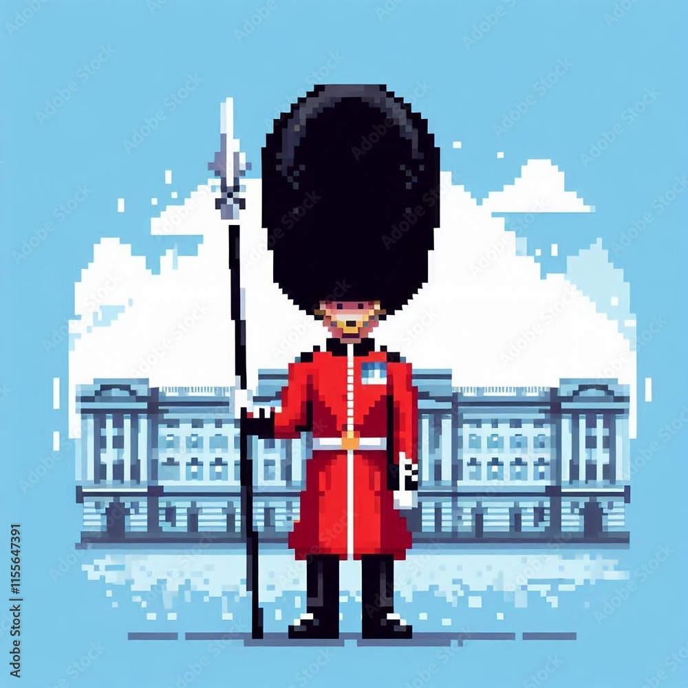 Photo & Art Print portrait of the British royal guard, pixel art ...