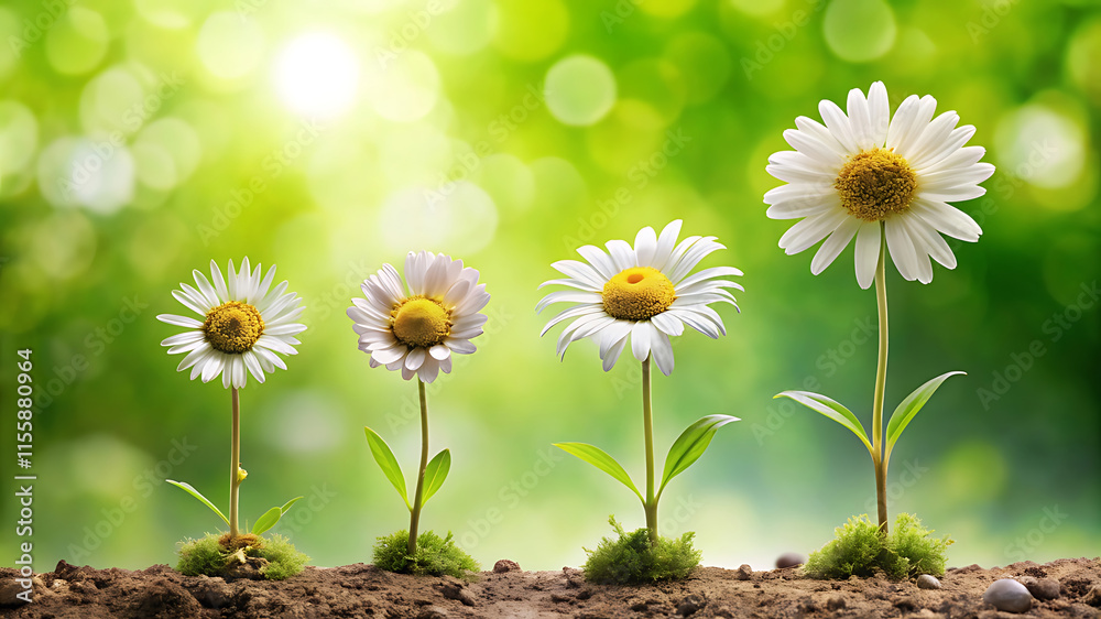 Stages of Growth of a Daisy Life Cycle and Evolution of a Beautiful ...
