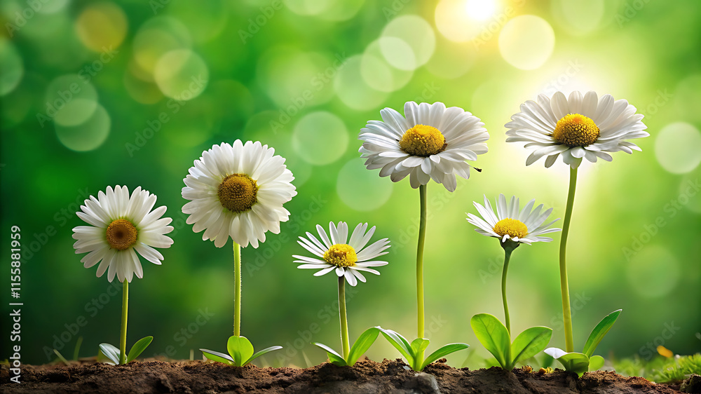 Stages of Growth of a Daisy Life Cycle and Evolution of a Beautiful ...