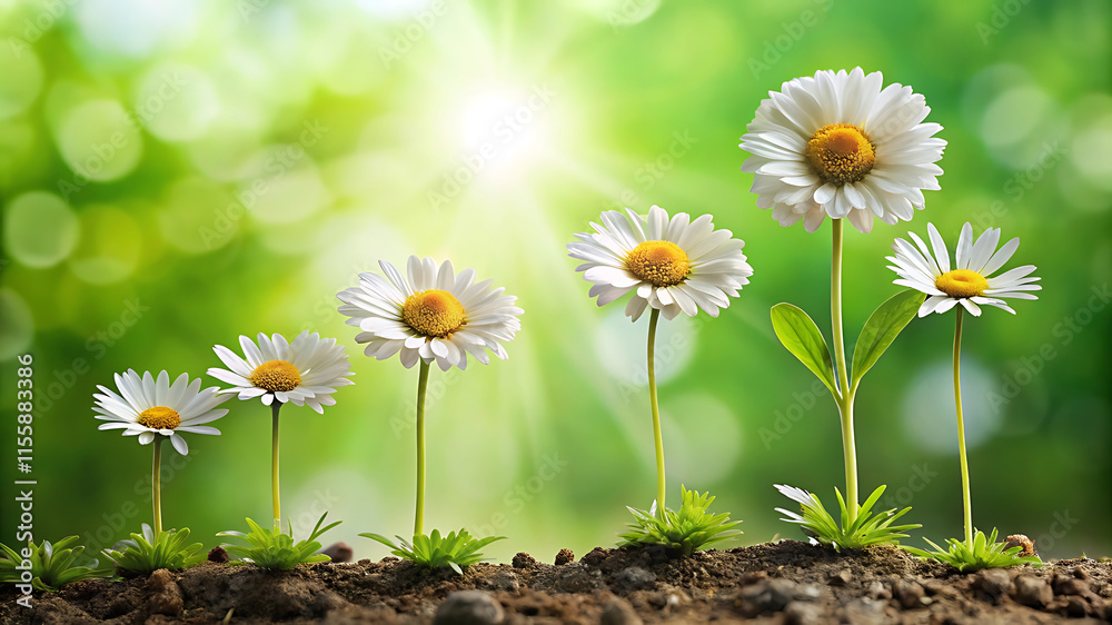 Stages of Growth of a Daisy Life Cycle and Evolution of a Beautiful ...
