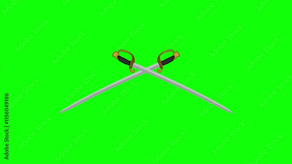 Crossed Naval Cutlass Swords animation. Medieval Pirates blade weapon ...