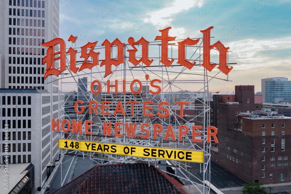 Iconic Dispatch sign, Ohio's greatest home newspaper, celebrating 148 ...
