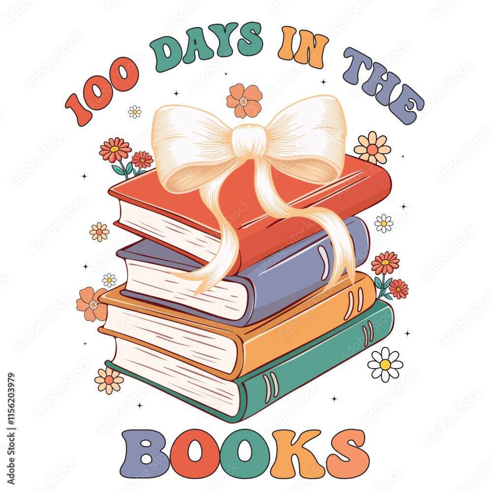 100 Days in The Book PNG svg, coquette Bow 100 days of school, 100th ...
