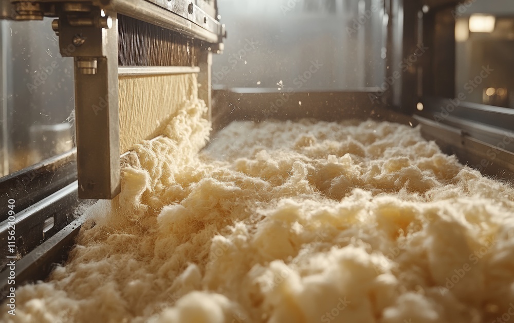 Witness the mesmerizing dance of fibers as a combing machine ...