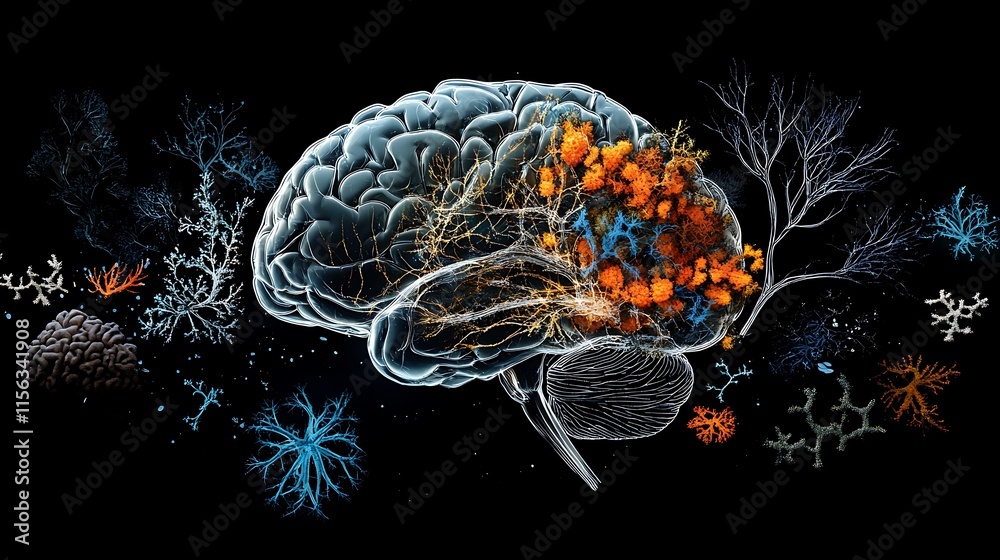 Intricate 3D Render of the Human Brain: Neural Pathways and ...